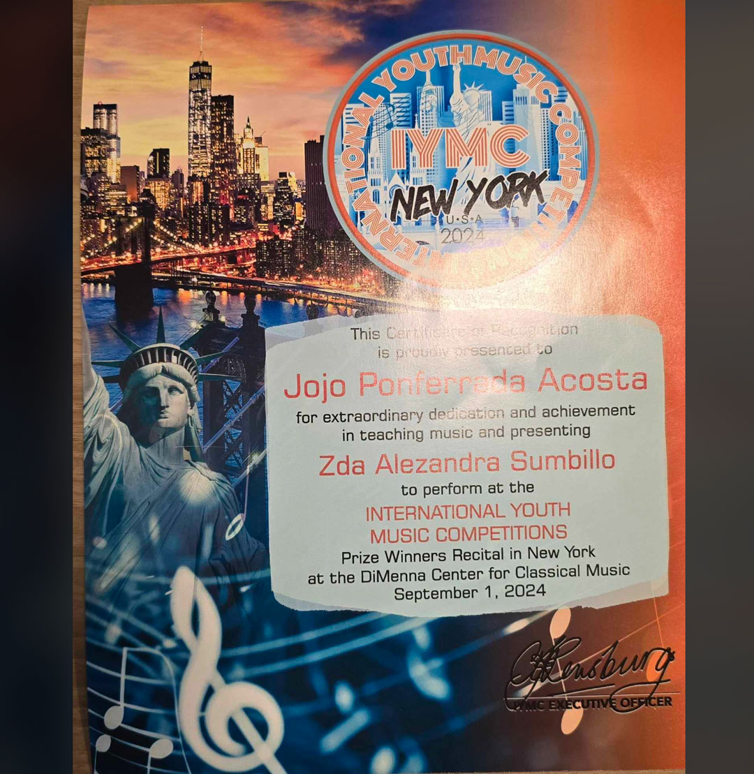 Zda Sumbillo performs at the IYMC Recital in New York USA; IYMC hails ...